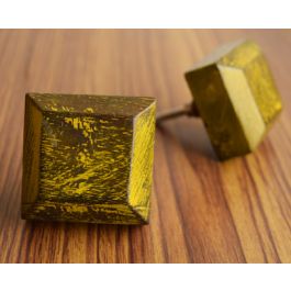 Yellow Flat Top Pyramid Wood Knob