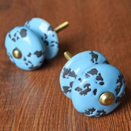 Shabby Chic Distressed Blue Bulb Ceramic Knob