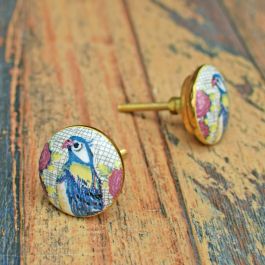 Chic Gold Parrot Ceramic Drawer Knob